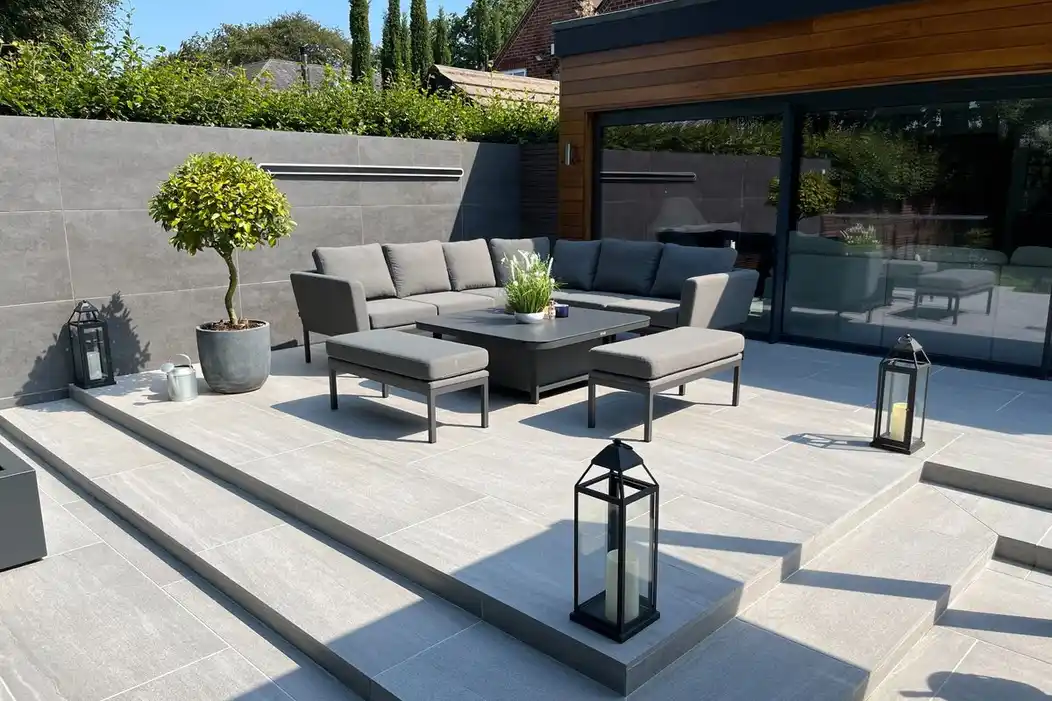 Overland Silver Porcelain Paving Slabs | Cheshire Paving Stones ...