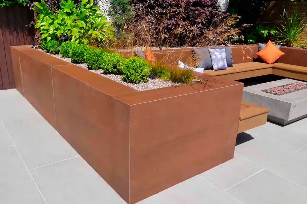Vintage Steel Porcelain Cladding | Garden Wall | Cheshire Paving Stones