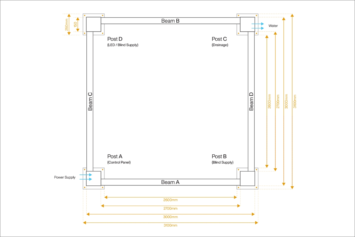 Deluxe Anthracite Grey 3x3 Metal Pergola | Cheshire Paving Stones