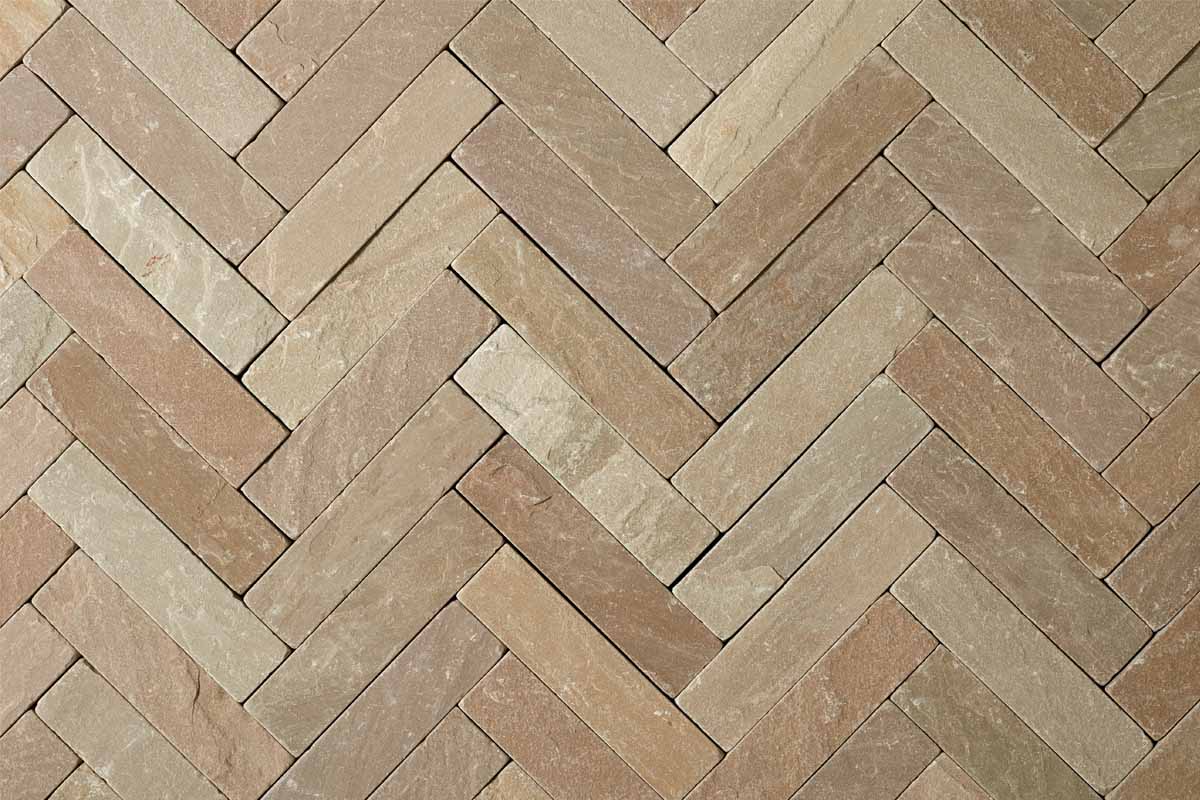 Tumbled Raj Green Sandstone Brick Pavers | Cheshire Paving Stones